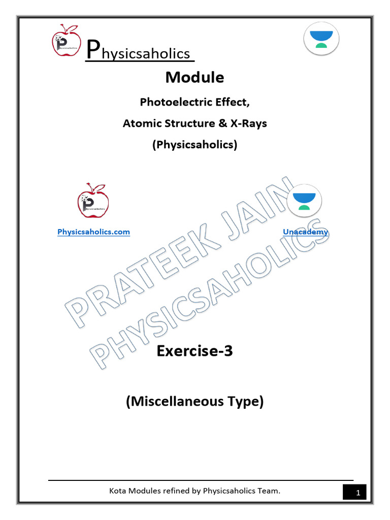 ModuleExercise3 ModernPhysicsPEEAtomicStructureX Rays | PDF | Photoelectric Effect | Electron