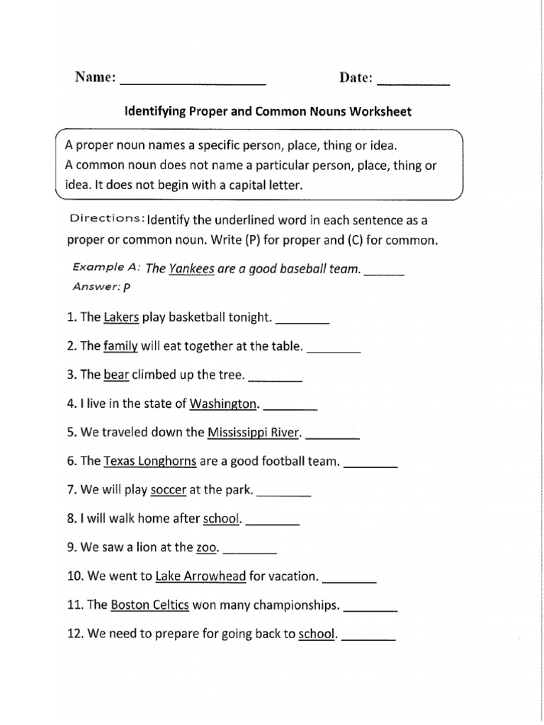 ELA-Common and Proper Nouns | PDF