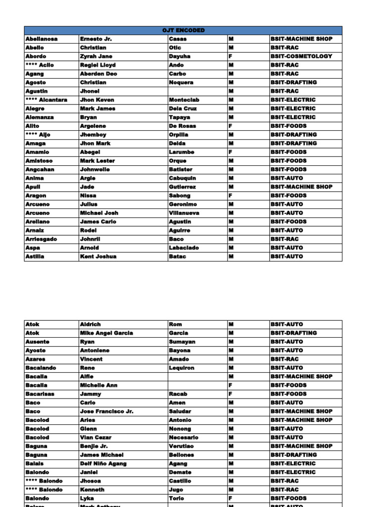 BSIT Student List by Specialization | PDF