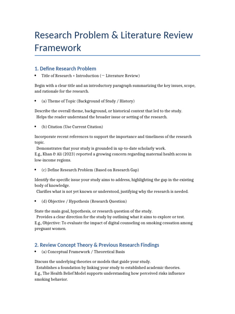 Research Problem and Literature Review Guide | PDF