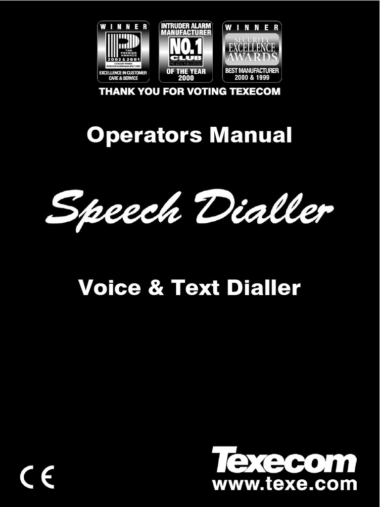 Texecom Speech Dialler Manual | PDF | Menu (Computing) | Telephone