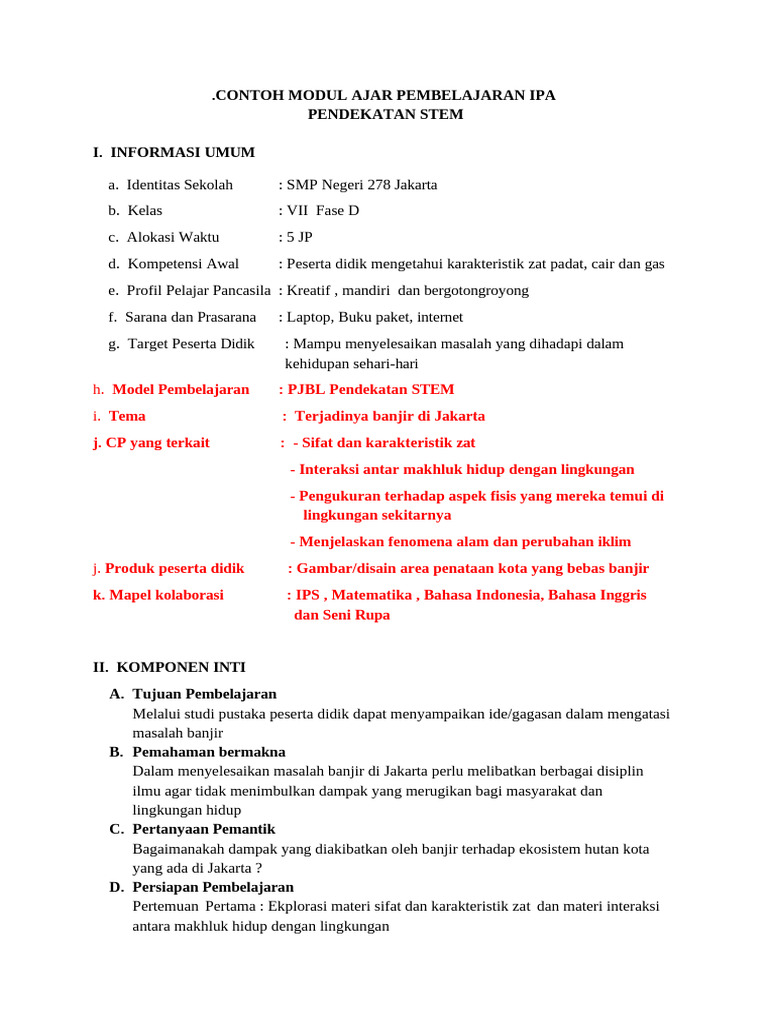4 Contoh Modul Ajar STEM | PDF