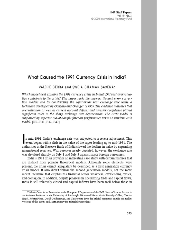 What Caused The 1991 Currency Crisis in India | PDF | Exchange Rate ...