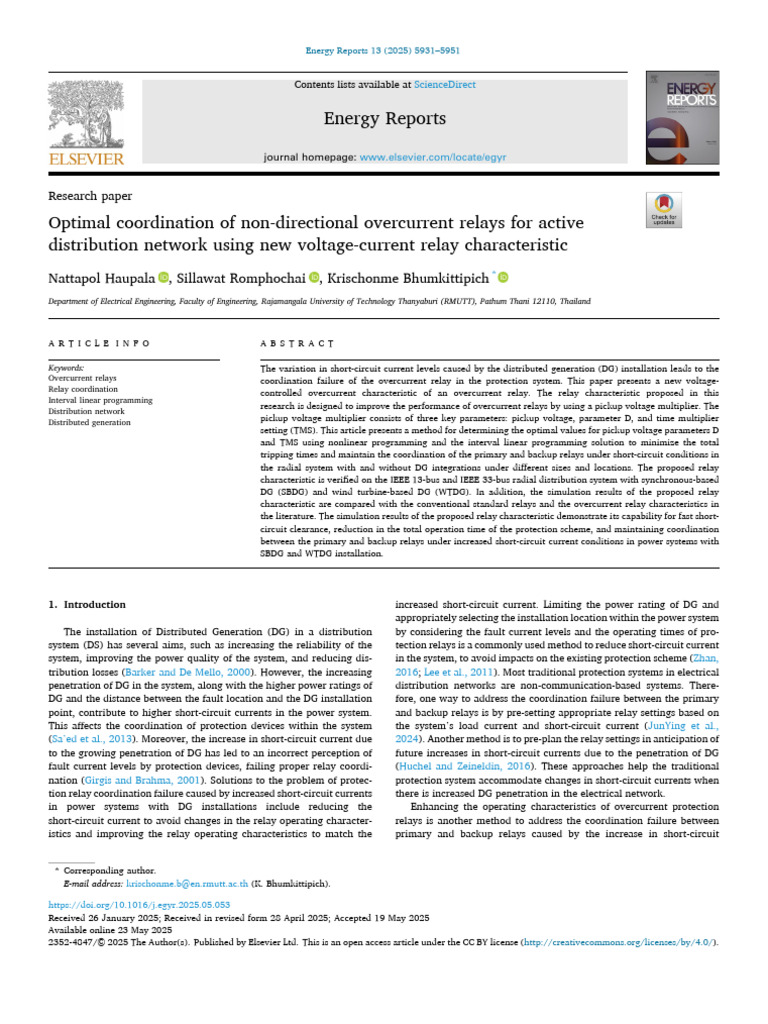 Optimal Overcurrent Relay Coordination | PDF | Distributed Generation ...