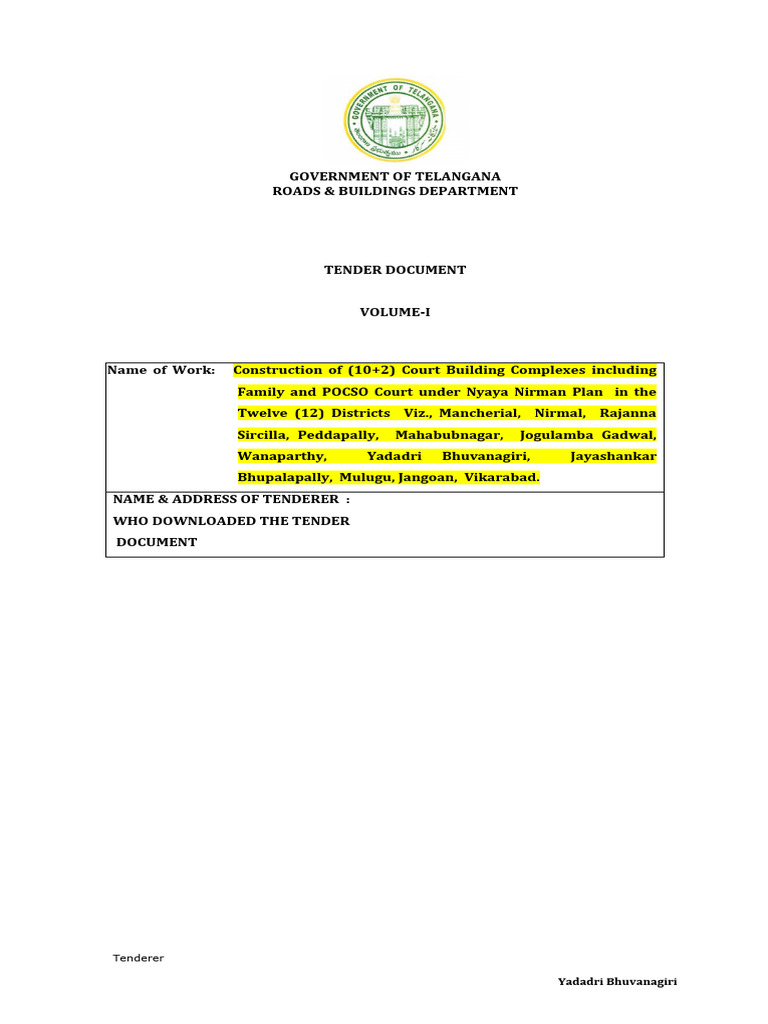 Tender Document - (10+2) Court BLDG - Final | PDF | Business