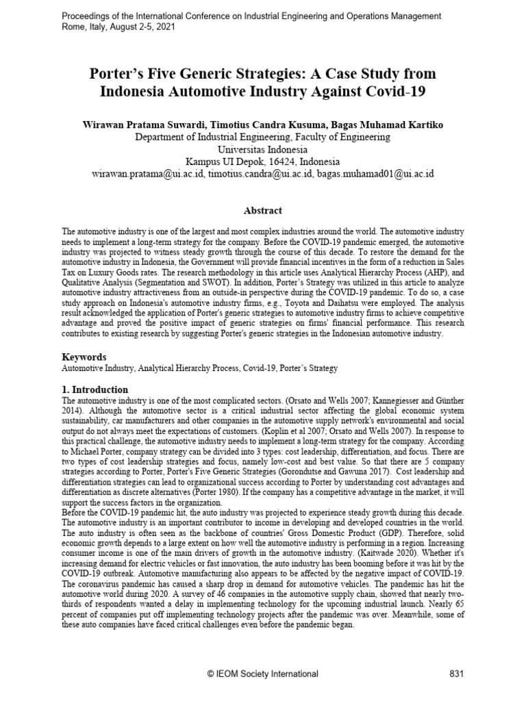 Porter Generic Strategy Case Study - GL - Strategy-Lvc 1 | PDF | Competitive Advantage | Steering