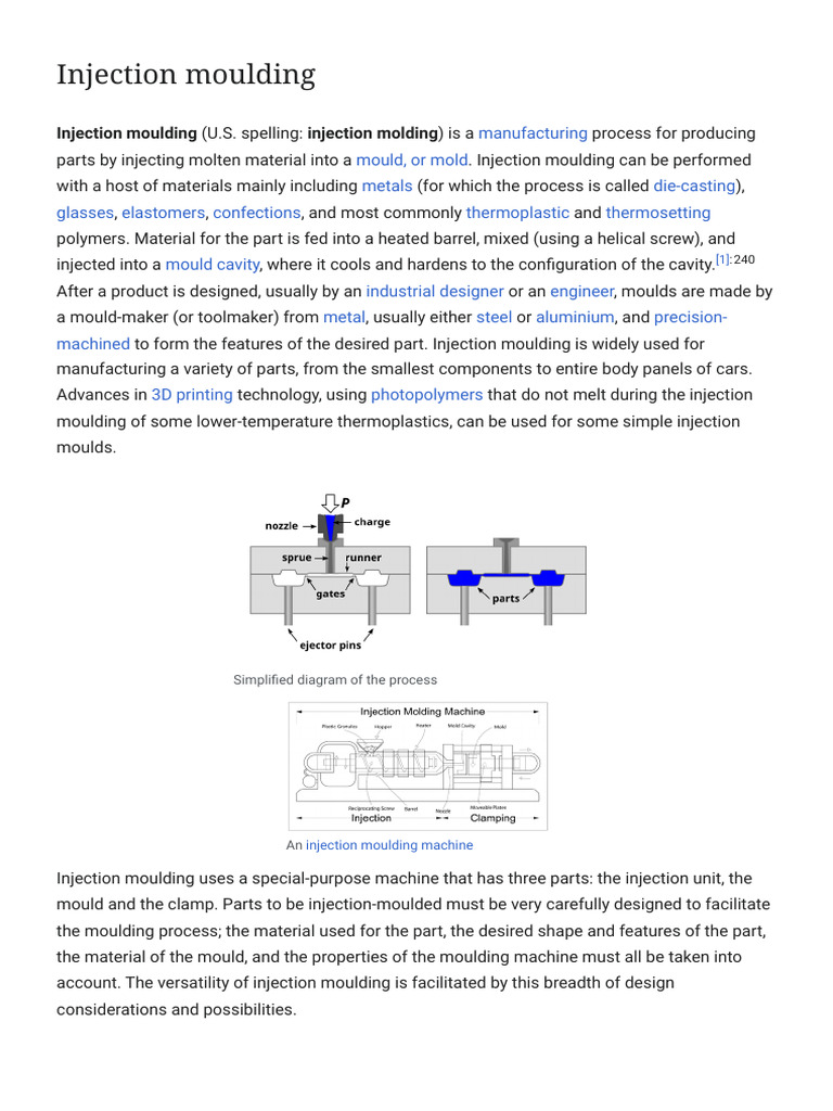 Injection Moulding Process Overview | PDF | Secondary Sector Of The ...