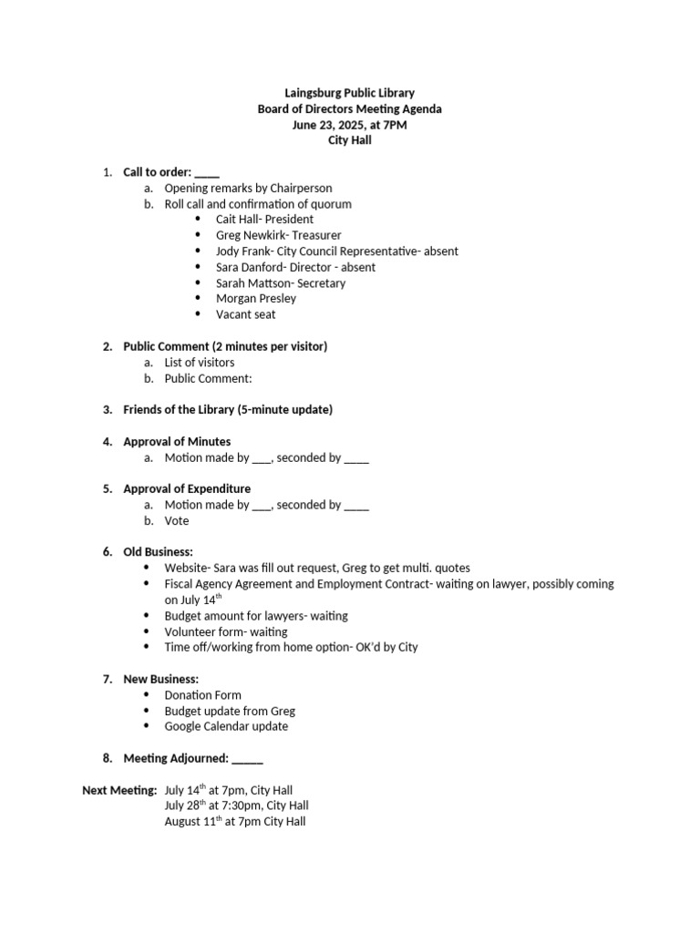 Agenda June 23 2025 | PDF