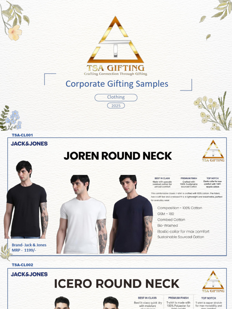 Corporate Gifting Clothing Samples 2025 | PDF | T Shirt | Clothing