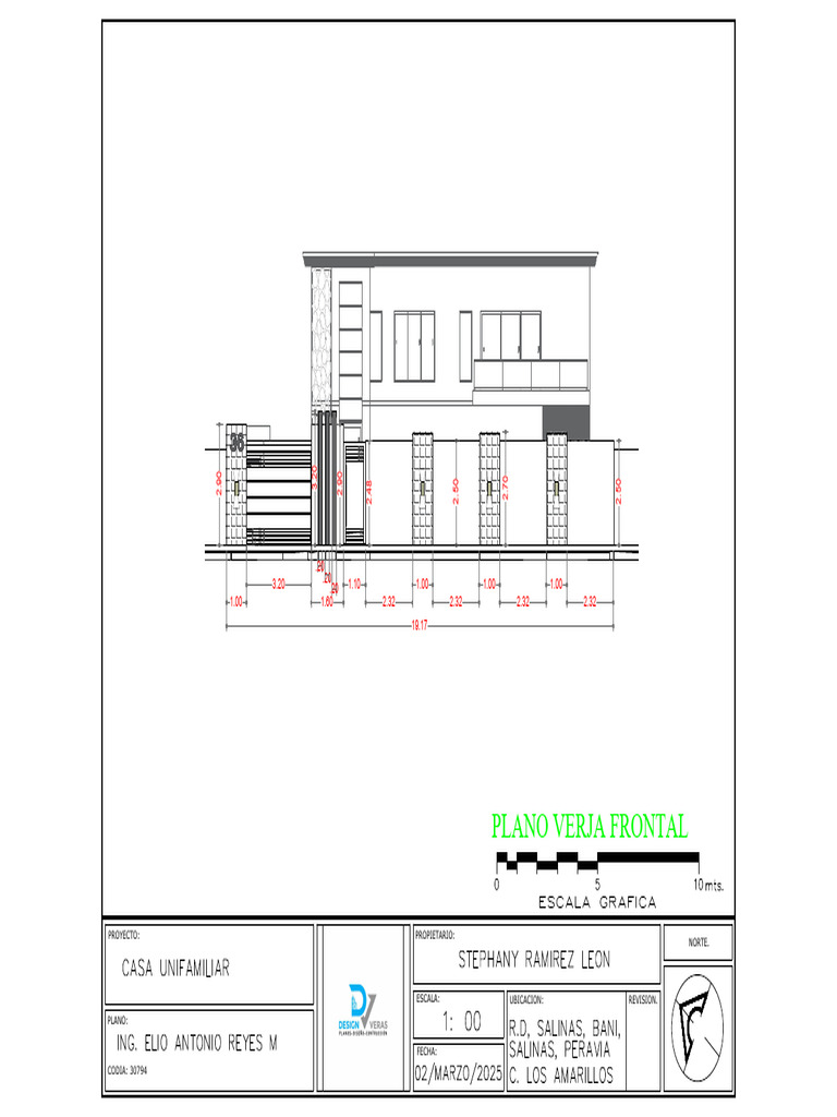 Plano de Verja Frontal Detallado | PDF