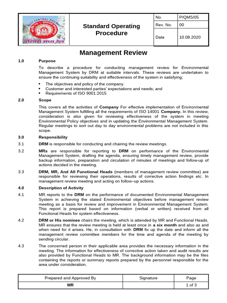 P QMS 05 Management Review | PDF | Audit | Quality Management System
