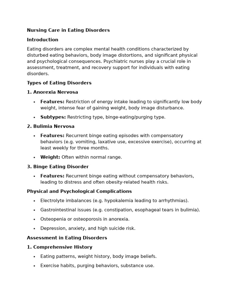 Nursing Care in Eating Disorders | PDF | Anorexia Nervosa | Eating Disorder