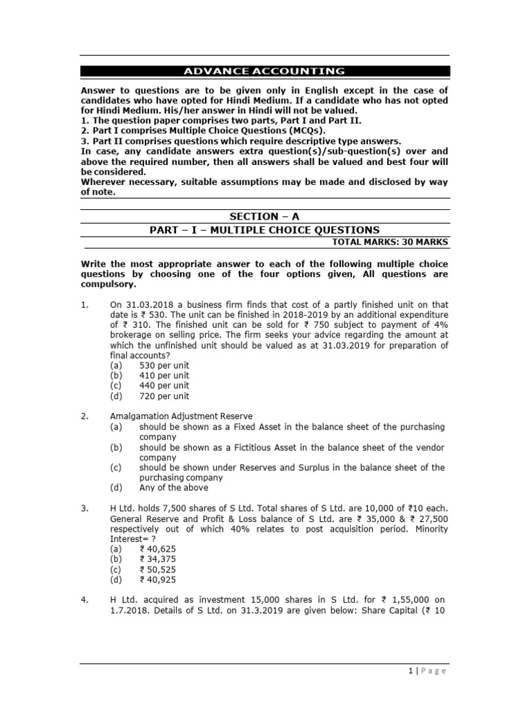 Adv. Accounting Question S1 1 | PDF | Depreciation | Equity (Finance)
