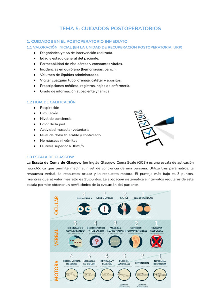 Tema 5 - Cuidados Postoperatorios | PDF | Curación | Herida