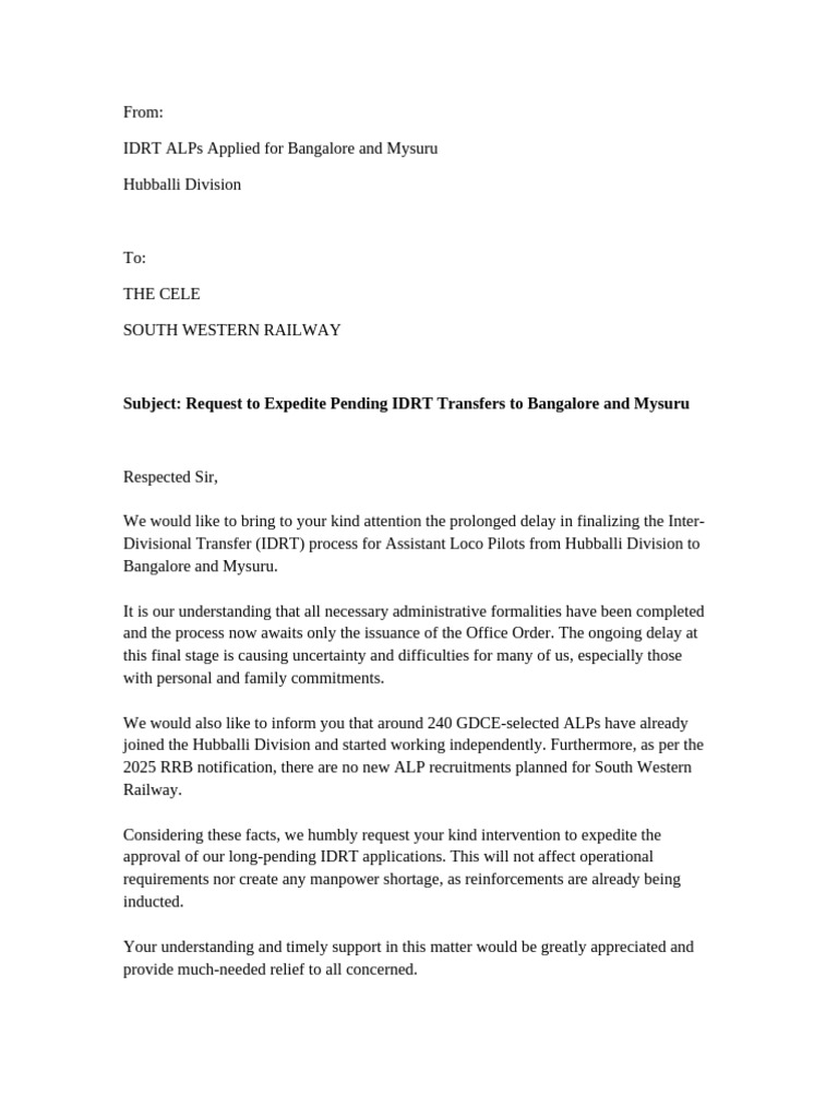IDRT Transfer Request To CELE Formatted | PDF