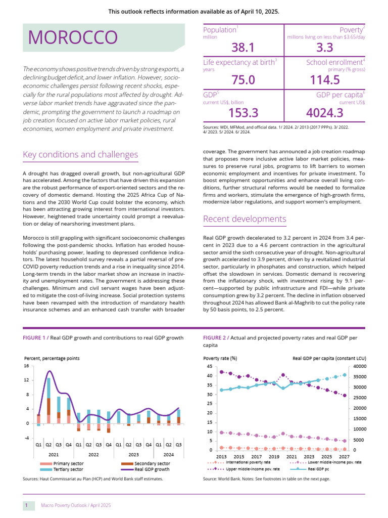 Morocco Macro Poverty Outlook 2025 | PDF | Cost Of Living | Gross ...