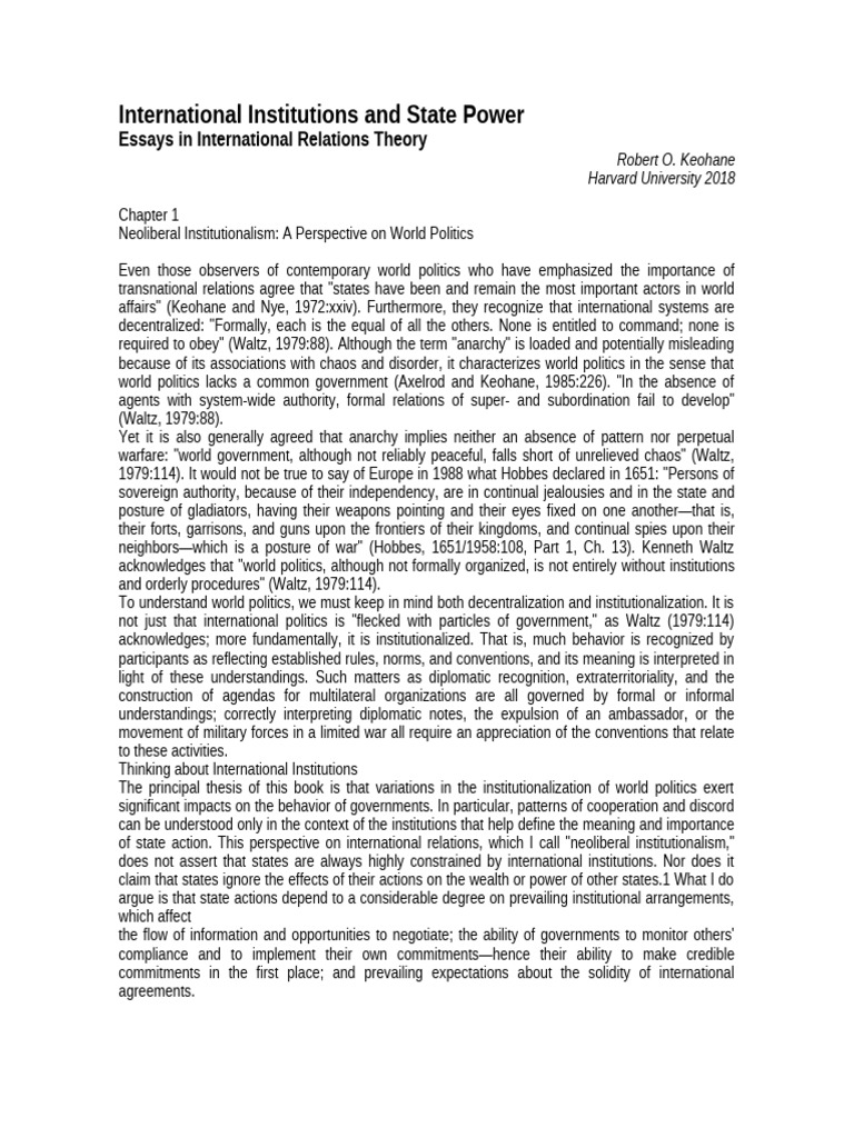 Neoliberal Institutionalism Explained | PDF | Institution | Political ...