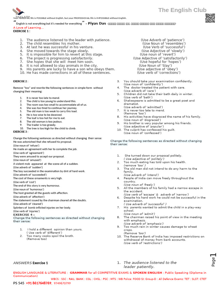 PS 545 Interchange of Parts of Speech | PDF | Verb | English Language