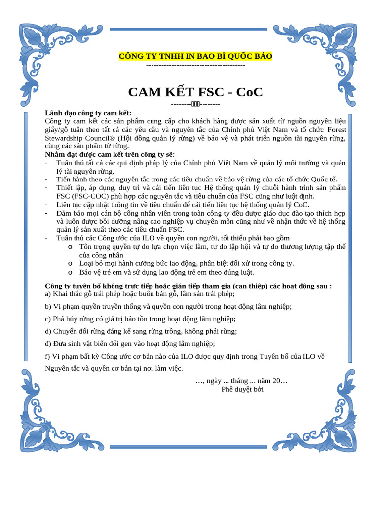 Cam Ket CoC | PDF
