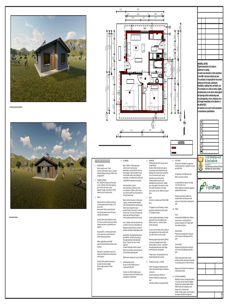 60sqm RDP House Floor Plan | PDF | Wall | Tap (Valve)
