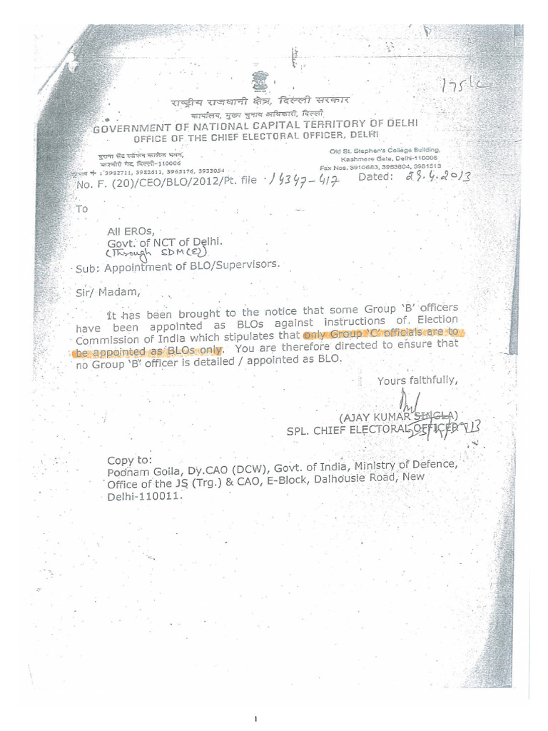 B Group Employees Can't Be Deployed As BLO | PDF