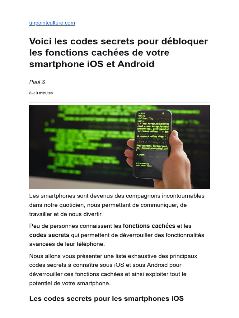 Codes secrets pour débloquer smartphones | PDF | Android (Système d ...