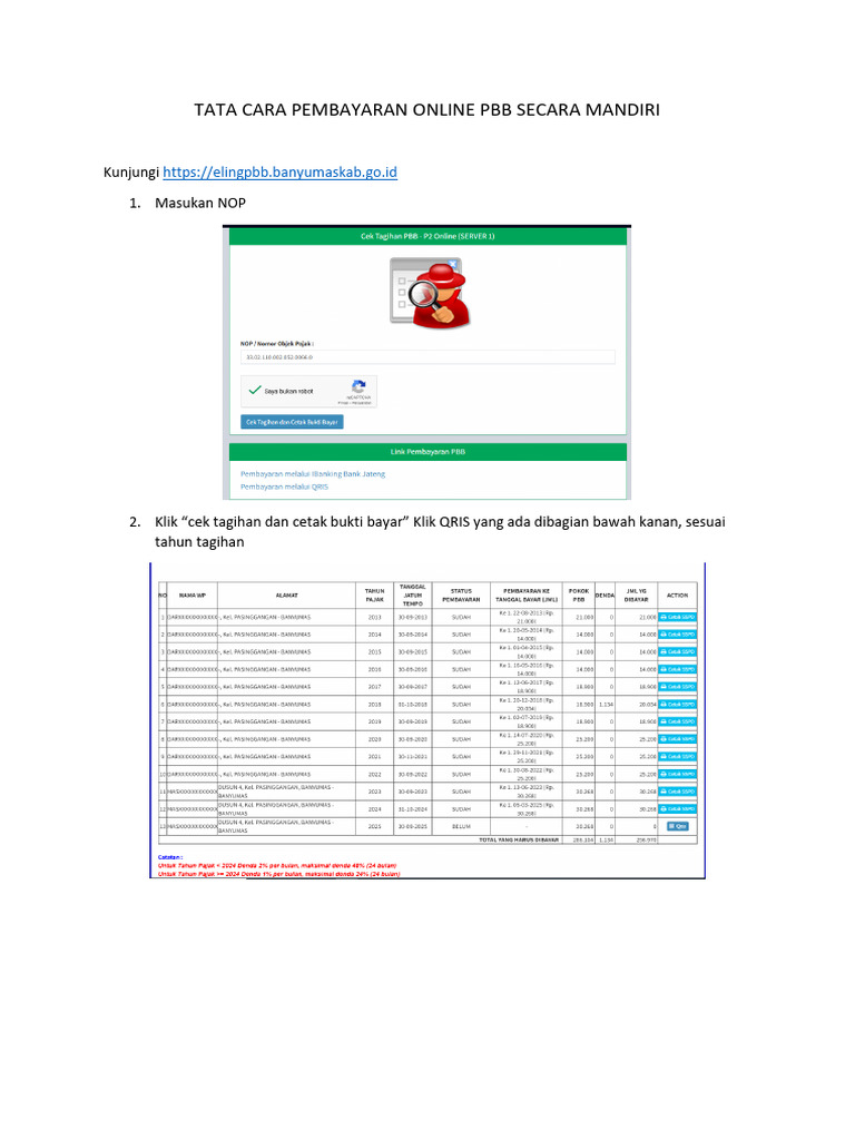 Cara Pembayaran SPPT PBB Secara Mandiri | PDF