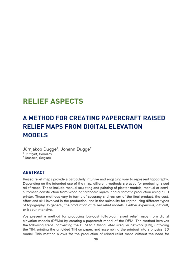 Dugge A Method For Creating Papercraft Raised Relief Maps From Digital ...