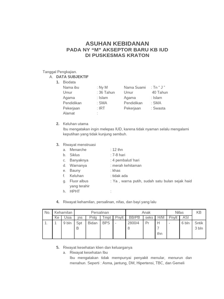 Asuhan Kebidanan IUD pada Ny "M" | PDF