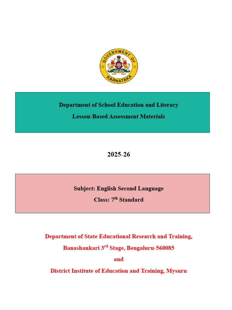 7th Standard English LBA Materials | PDF