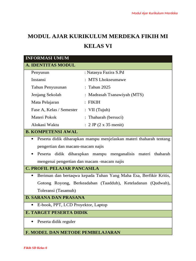 Modul Ajar Asya Micro Teaching | PDF