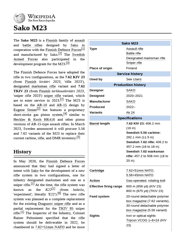 Sako M23 | PDF | Ballistics | Rifle