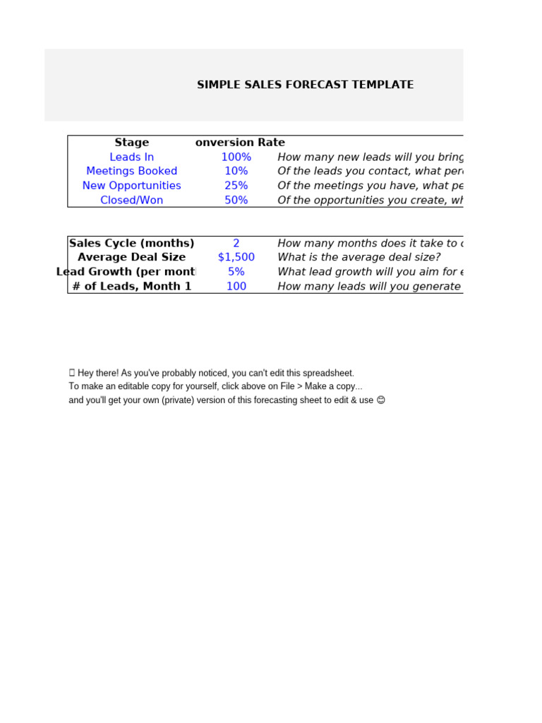 Simple Sales Forecast Template | PDF