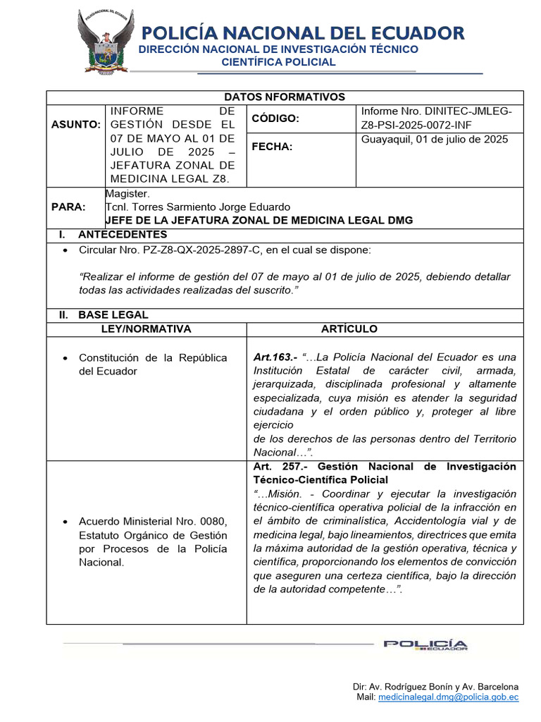Informe Nro. Dinitec Jmleg z8 Psi 2025 0072 Inf Signed Signed | PDF ...