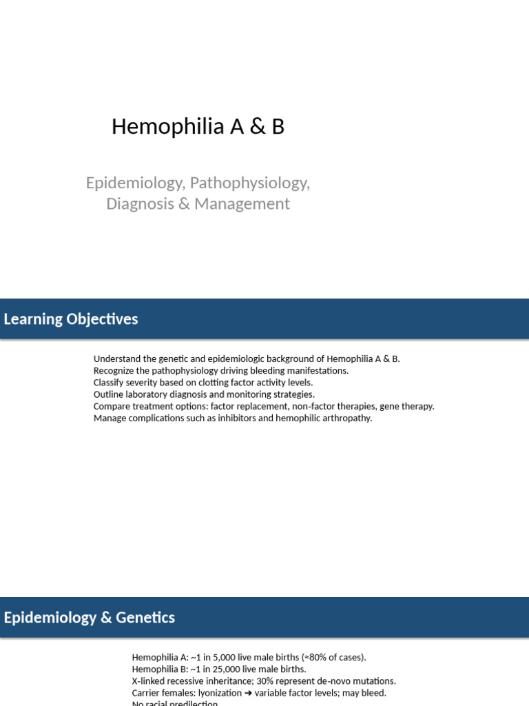 Hemophilia A and B Enhanced Presentation | PDF | Haemophilia | Coagulation