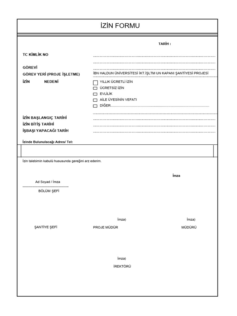 2025 İzi̇n Formu | PDF