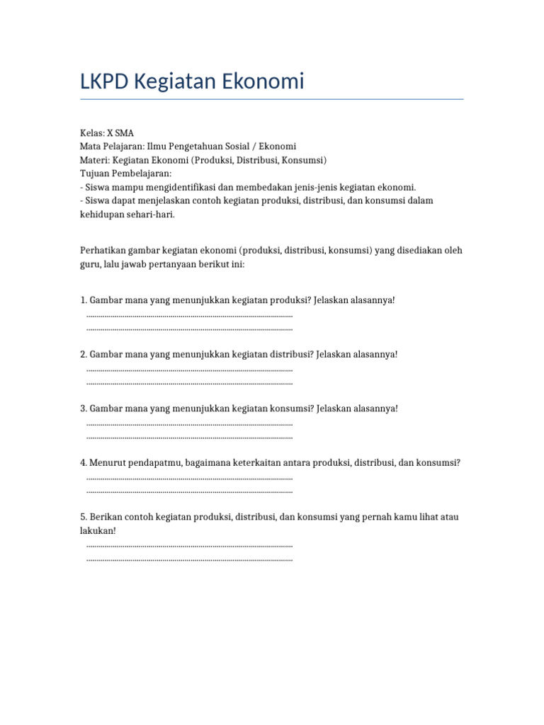 LKPD Kegiatan Ekonomi Kelas10 Final PlaceholderGambar-1 | PDF