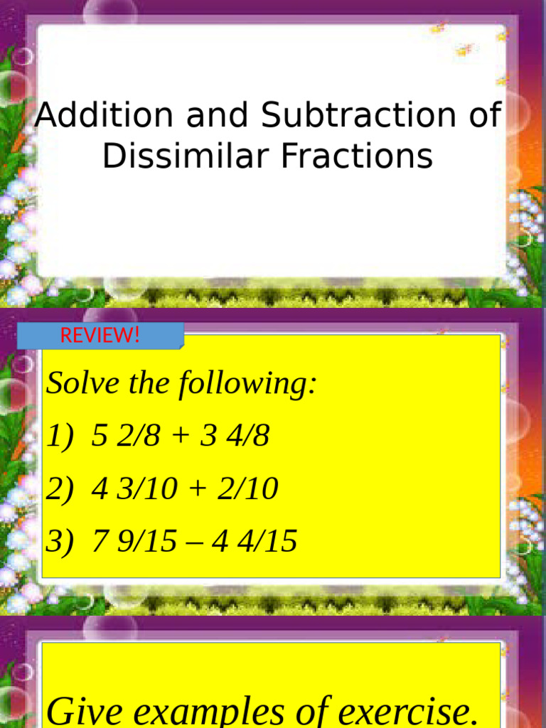 4 2 Dissimilar Fractions Addition and Subtraction | PDF