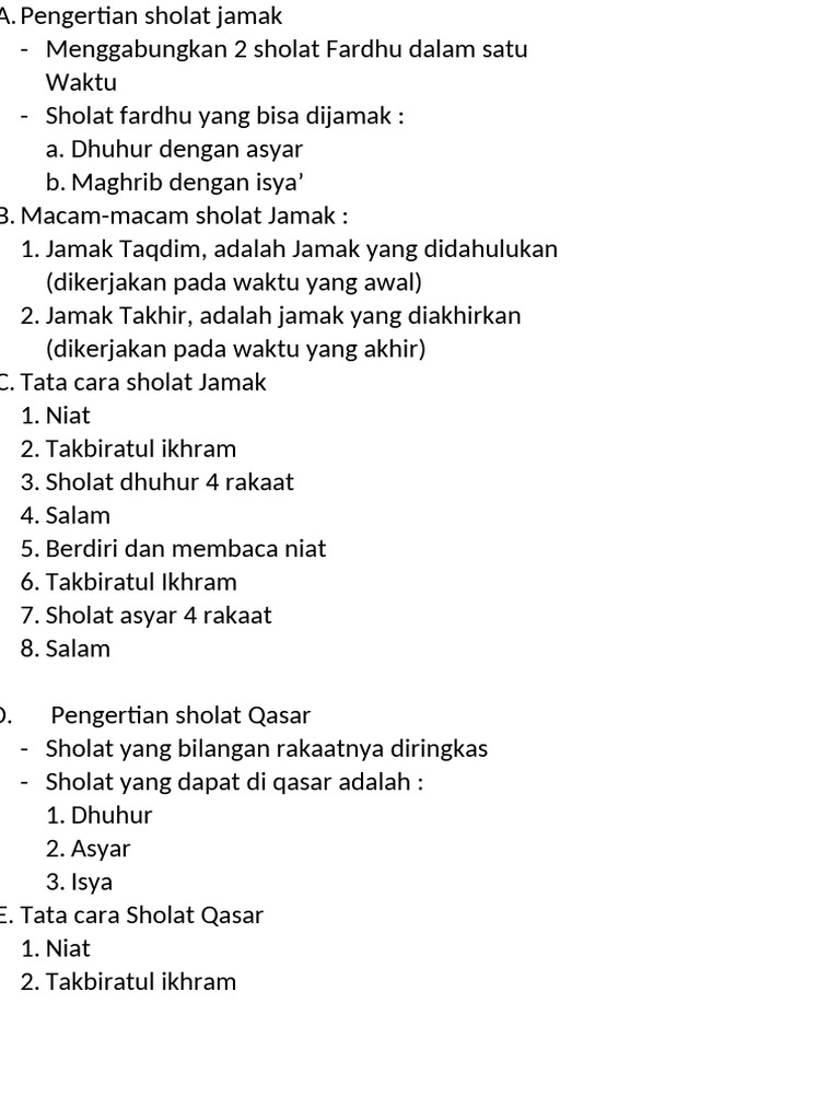 Pengertian dan Tata Cara Sholat Jamak | PDF