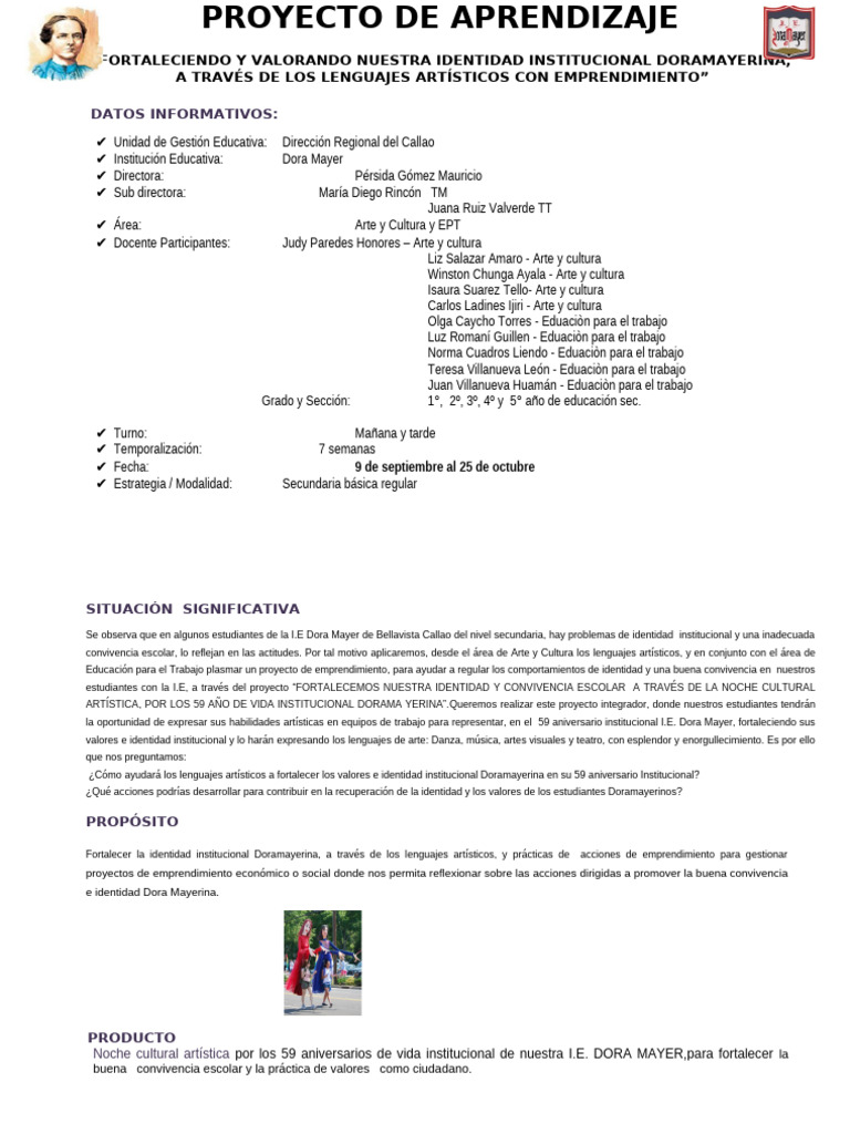 Proyecto de Aprendizaje Arte y Ept | PDF | Aprendizaje | Iniciativa empresarial