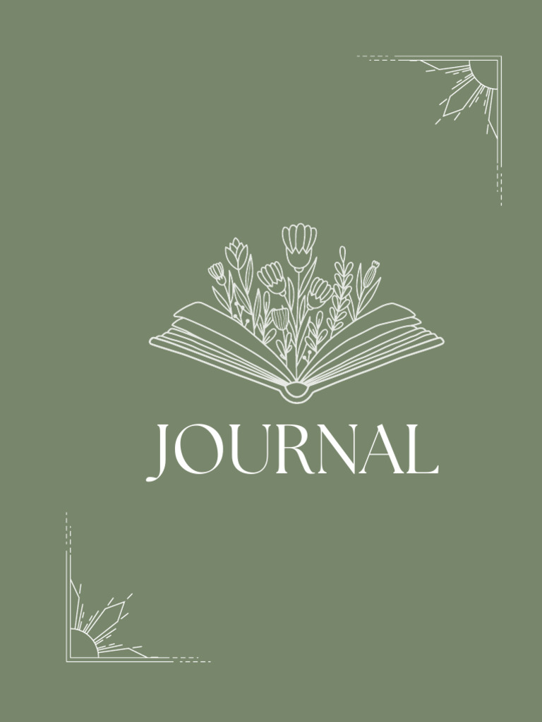 Sage Green Aesthetic Line Art Journal Cover | PDF