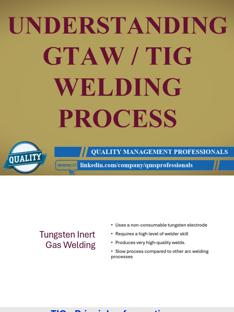 GTAW/TIG Welding Process Overview | PDF | Welding | Construction