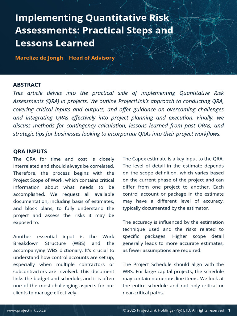 Article Implementing Quantitative Risk Assessments Practical Steps and ...