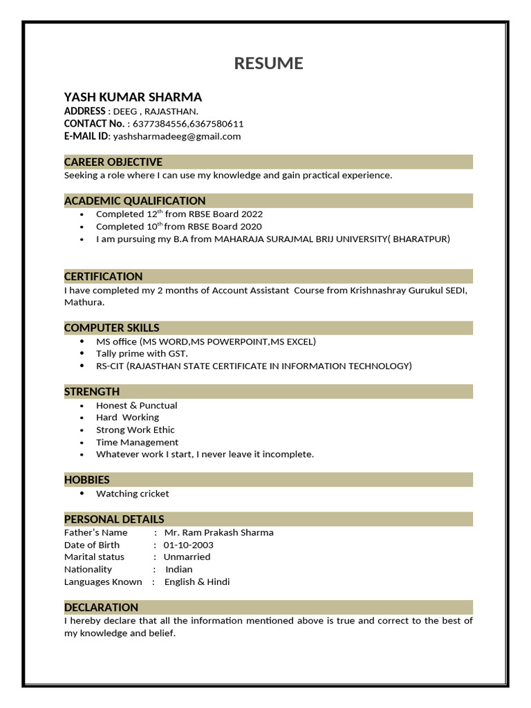 Yash Kumar Sharma Tally | PDF