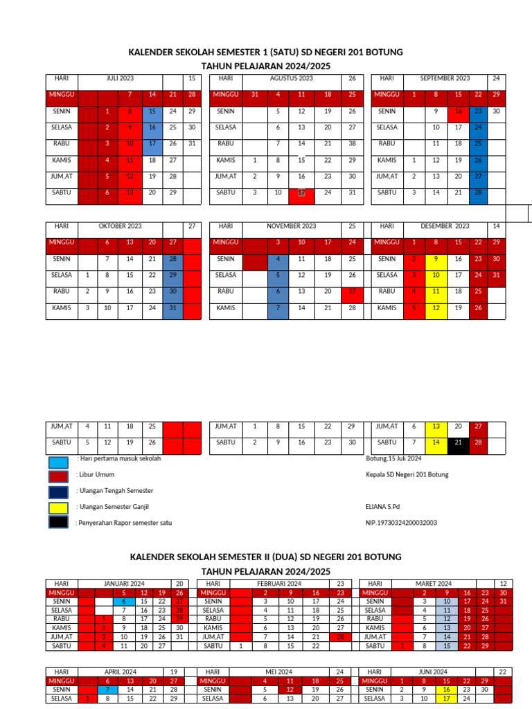 Kalender Sekolah SDN 201 Botung 2024/2025 | PDF