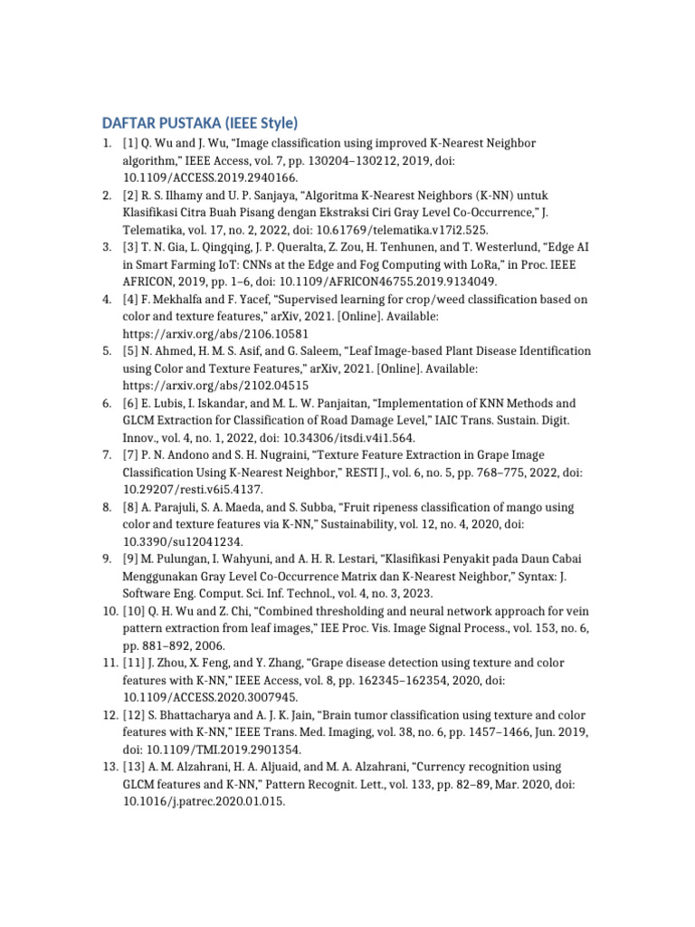 Daftar Pustaka IEEE KNN Cabai | PDF | Artificial Intelligence ...