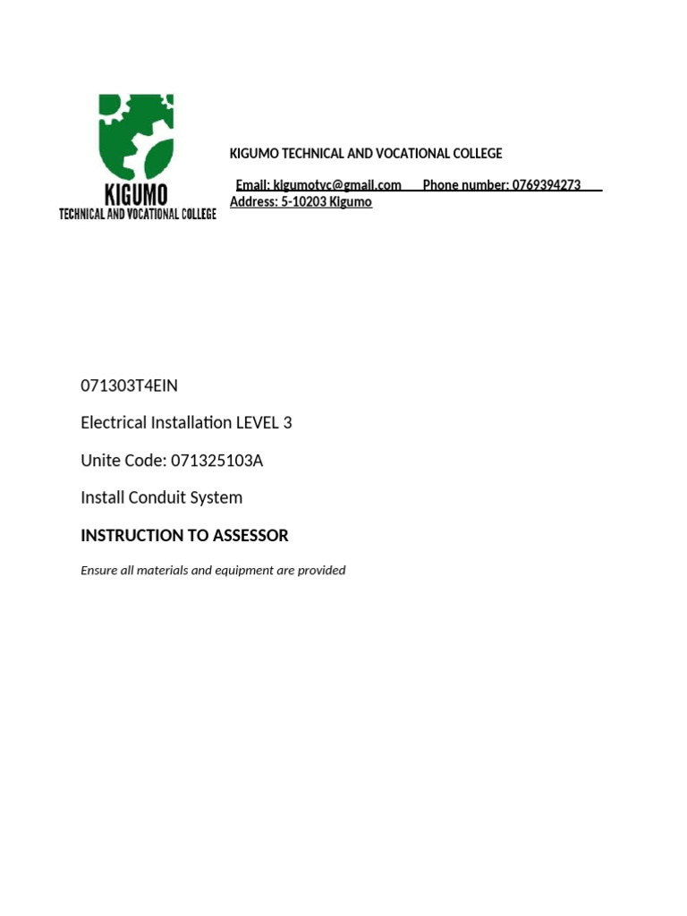 Conduit Sytem Checklist | PDF | Electrical Wiring | Manufactured Goods