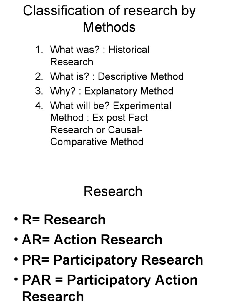 Classification of Research by Method | PDF | Evaluation Methods ...