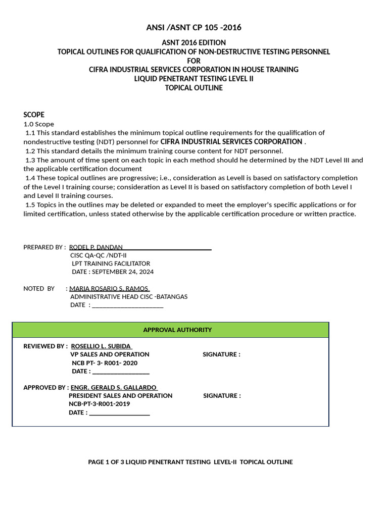 Liquid Penetrant Testing Training Documents For Cisc Level-II Approved ...