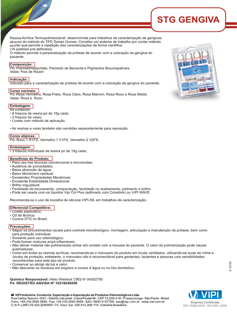 Ficha Tecnica Stg Gengiva Caraterizacao | PDF | Acrílico | Cor